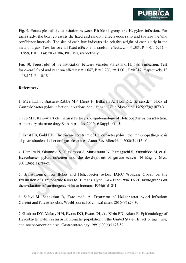 Meta analysis between Helicobacter Pylori infection and ABO blood ...