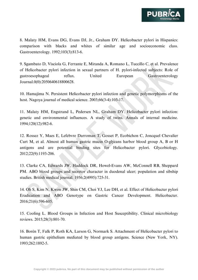 Meta analysis between Helicobacter Pylori infection and ABO blood ...