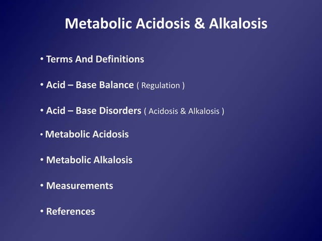 Metabolic acidosis and alkalosis - | PPTX | Endocrine and Metabolic ...
