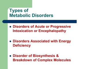 Metabolic disorders diagnosis 2019 | PPT