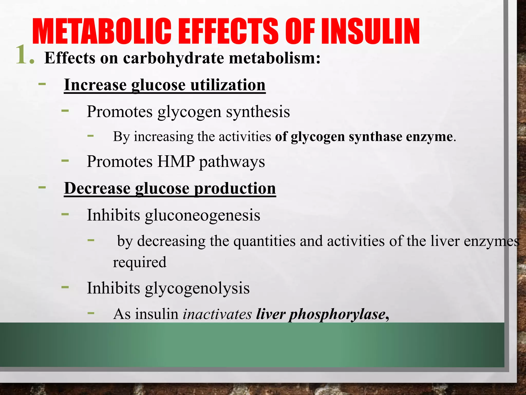 Metabolic effect of insulin and glucagon | PPTX