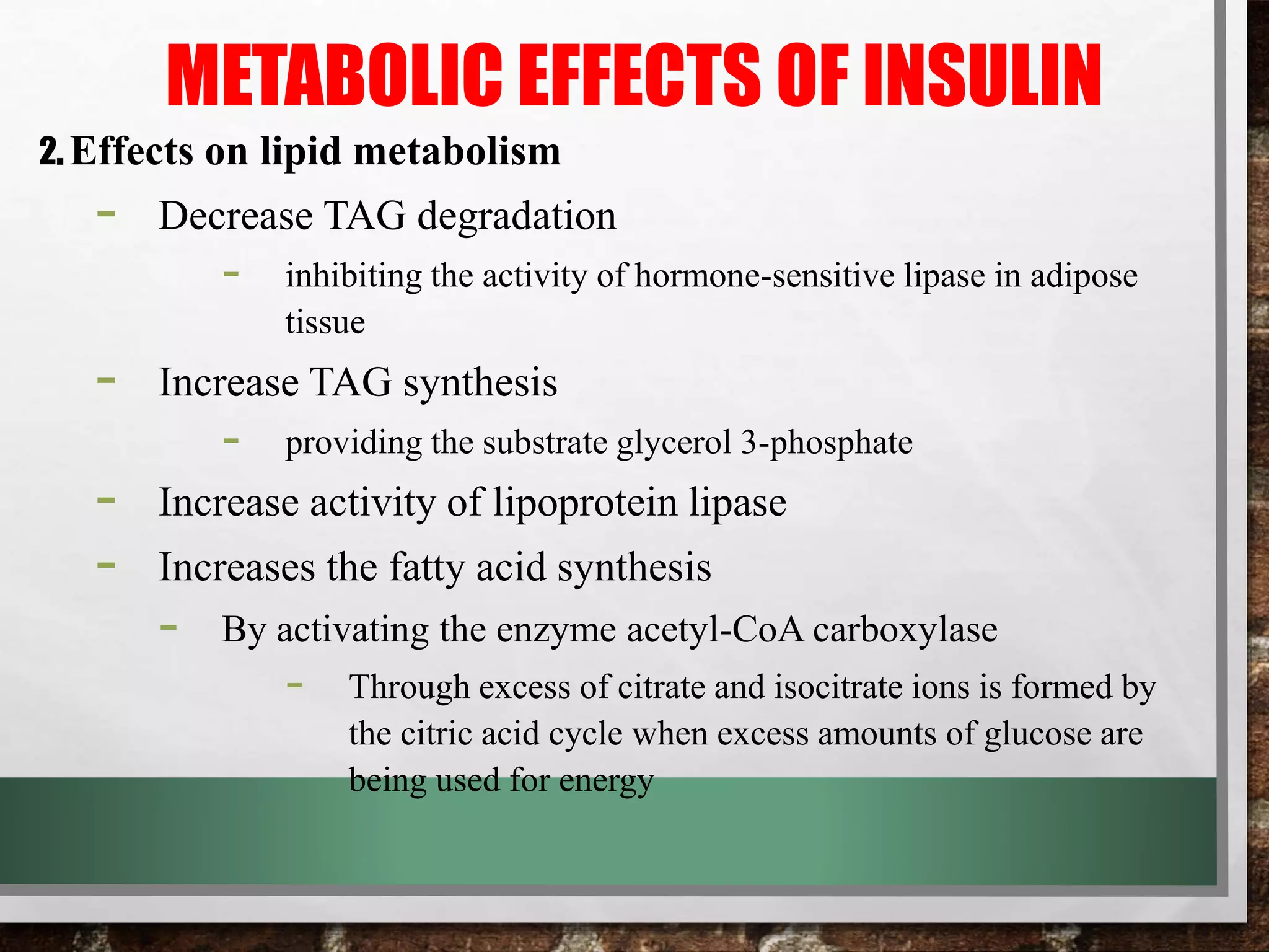 Metabolic effect of insulin and glucagon | PPTX