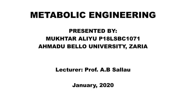 Metabolic Engineering | PPT