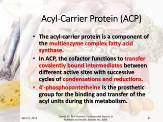 Metabolic functions of pantothenic acid | PPSX