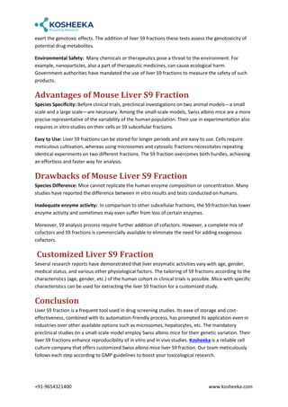 Metabolic Profiling using Swiss Albino Mouse Liver S9 Fraction | PDF