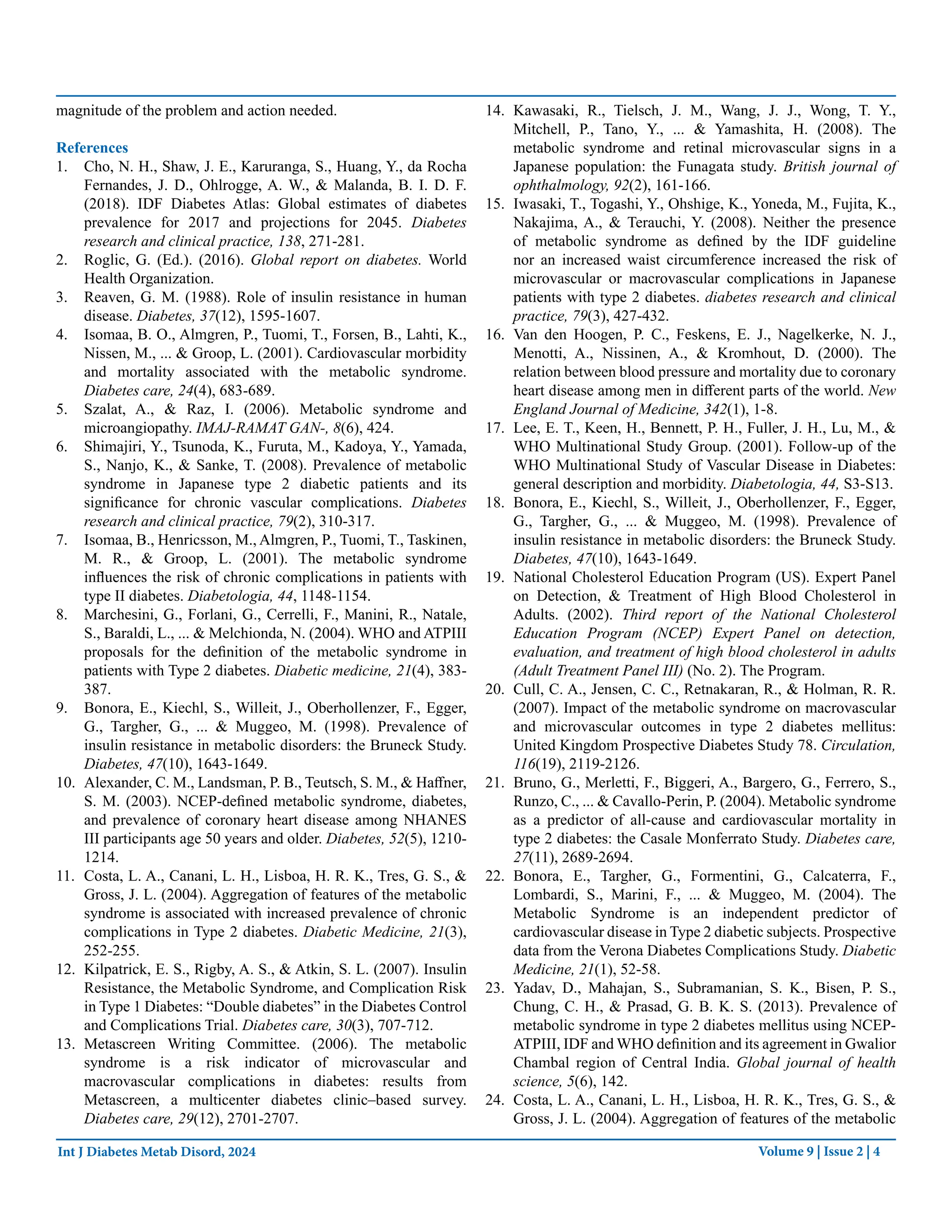 Metabolic syndrome and Associated microvascular and macrovascular ...