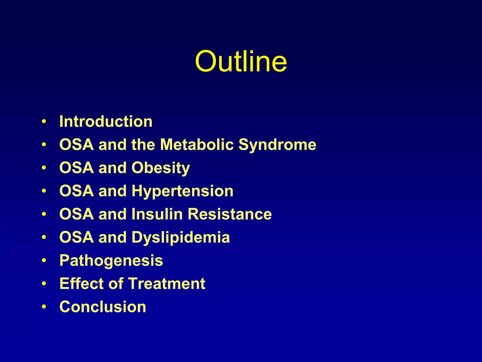 Obstructive Sleep Apnoea and the Metabolic Syndrome | PPTX