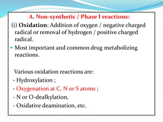 Drug metabolism- General pharmacology - various types | PPT