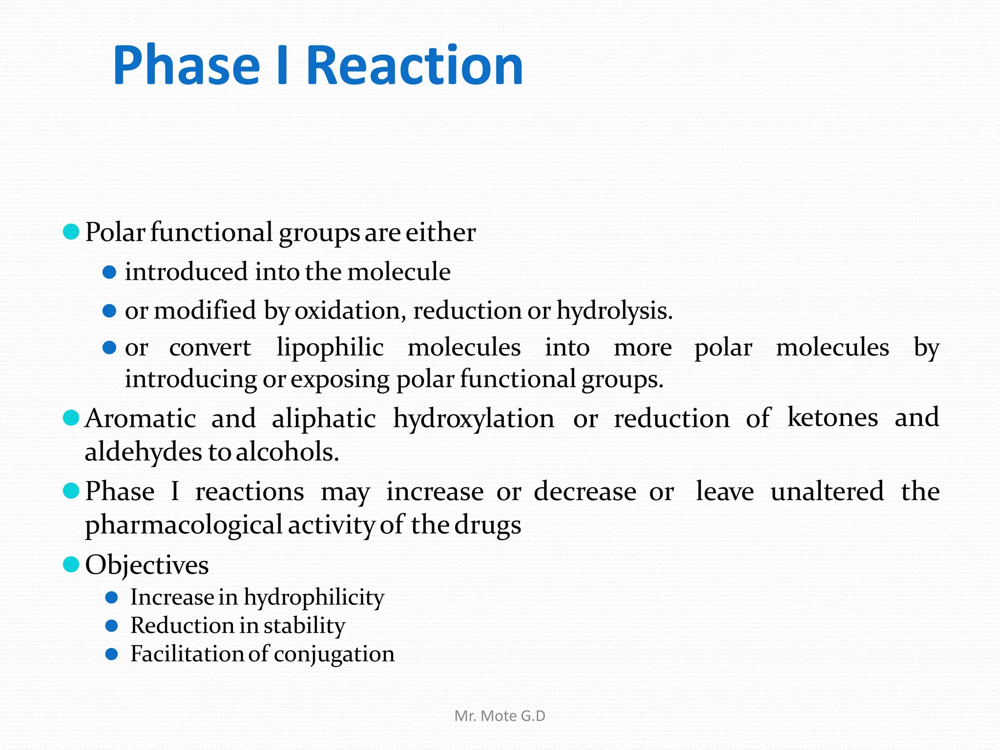 Medicinal chemistry on metabolism(Phase I & Phase II Reactions) | PDF