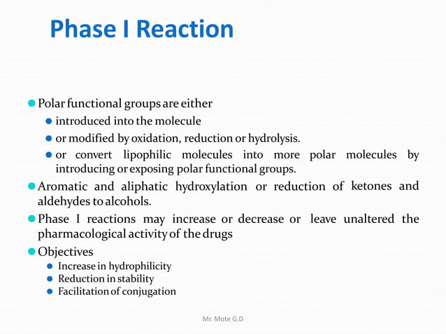 Medicinal chemistry on metabolism(Phase I & Phase II Reactions) | PDF ...