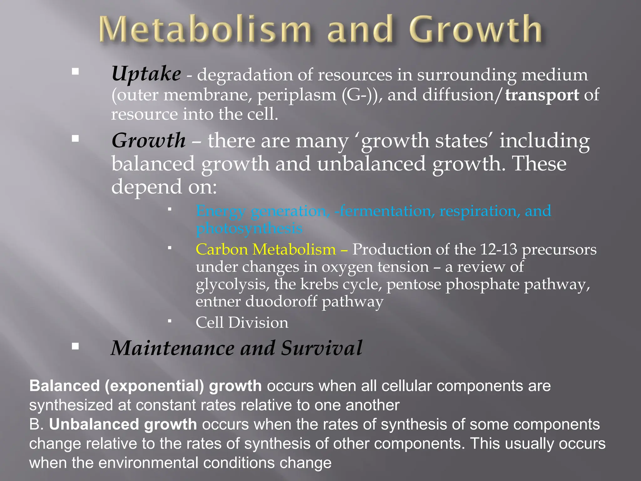 Metabolism and Growth in microbiology in biology | PPT