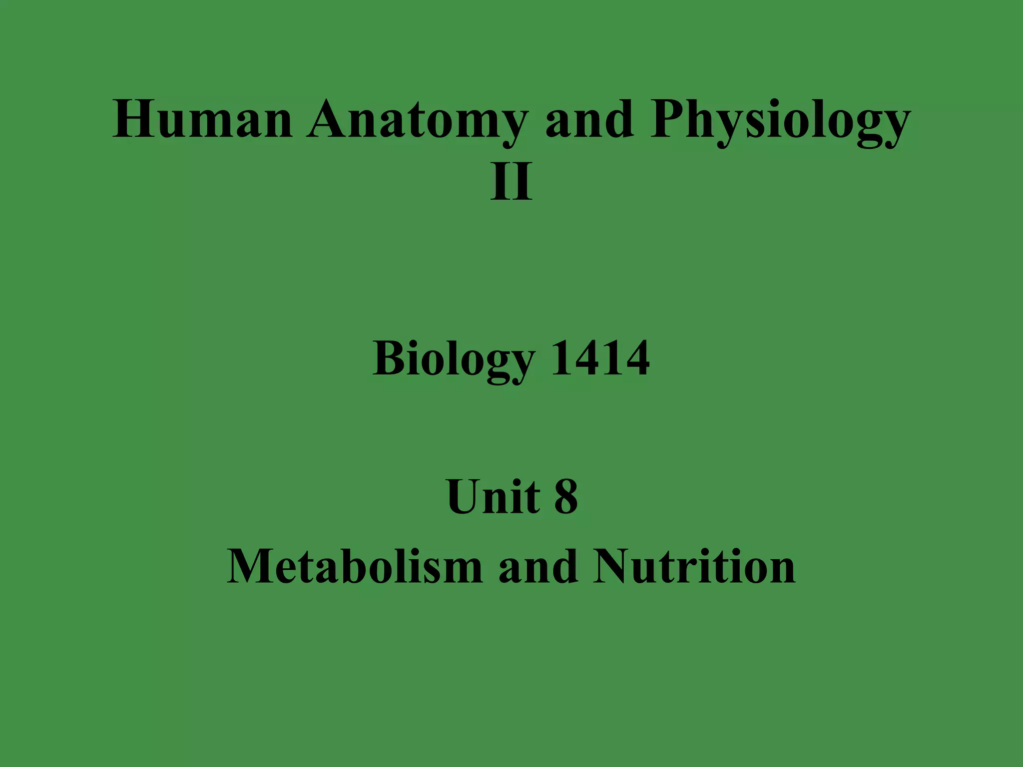 Metabolism And Nutrition | PPT