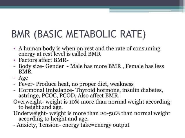 Metabolism, bmr, rmr | PPTX | Endocrine and Metabolic Diseases ...