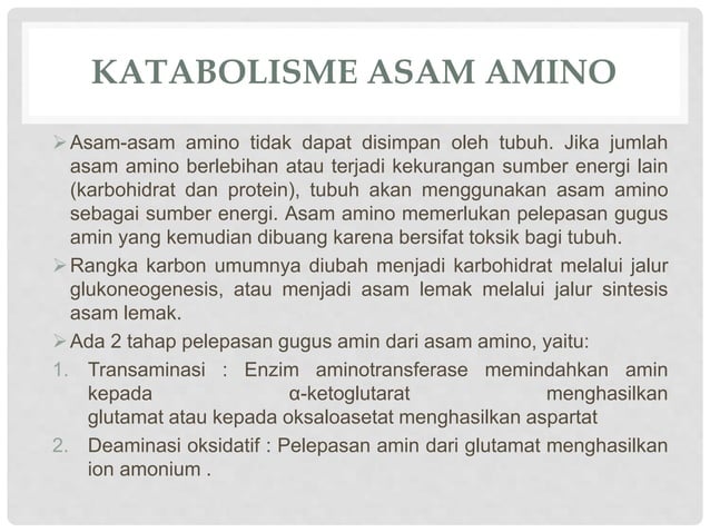 Metabolisme asam amino | PPTX