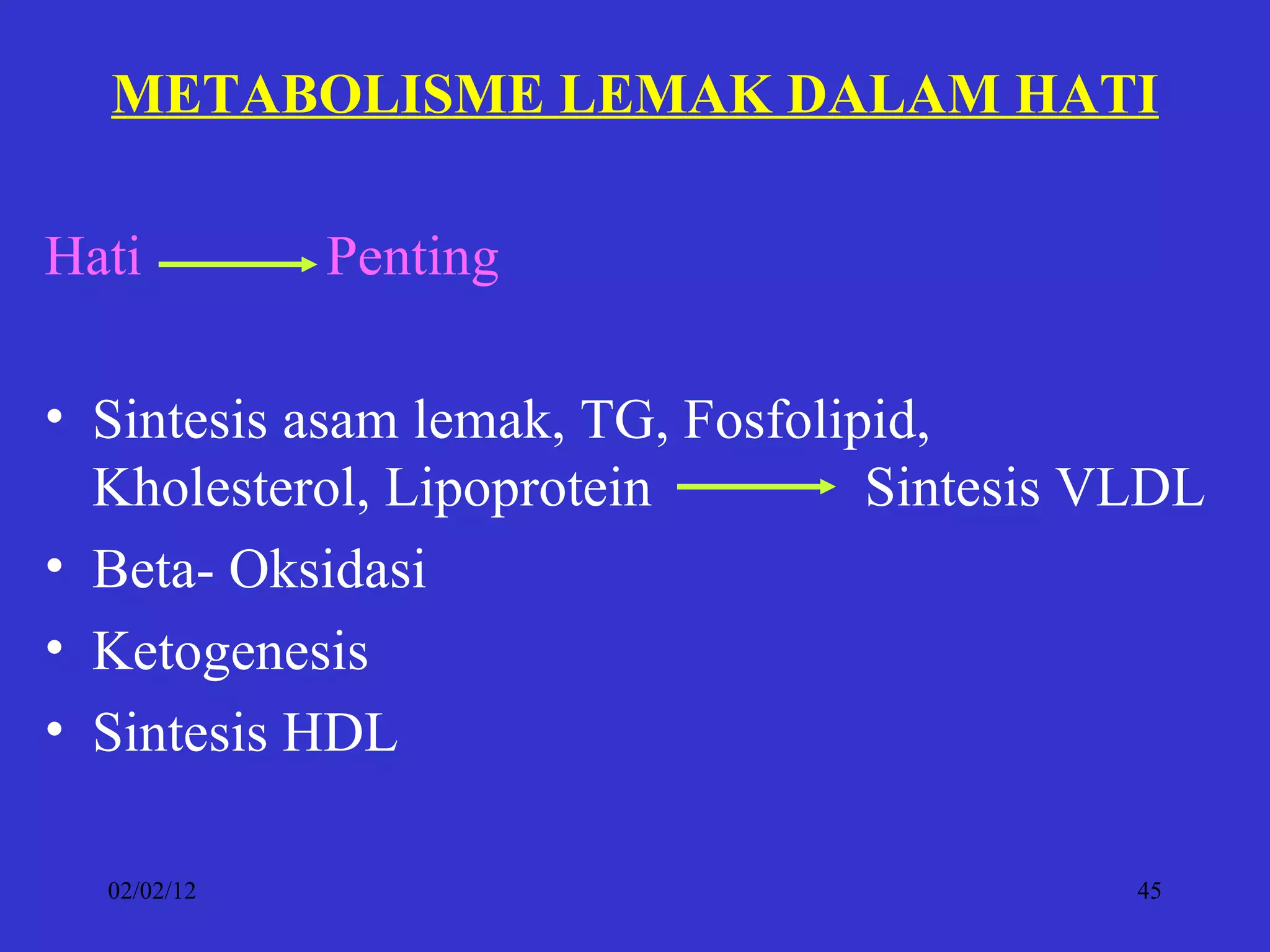 Metabolisme lipid | PPT