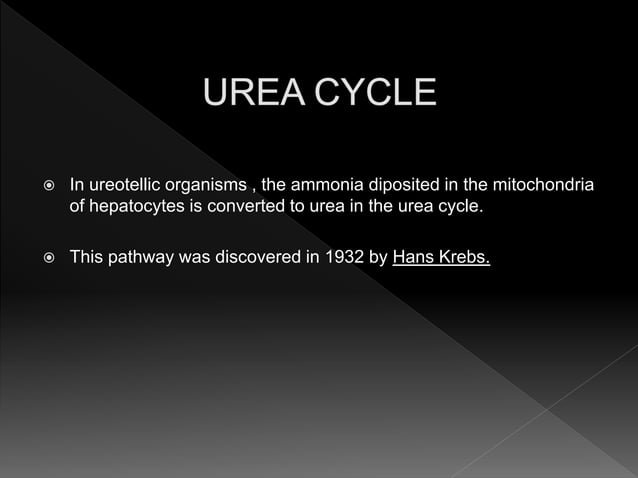 Urea cycle:Metabolism of ammonia | PPT