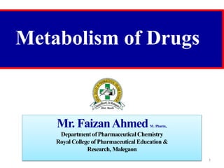 Metabolism of drugs (Biotransformation of drugs) | PPTX