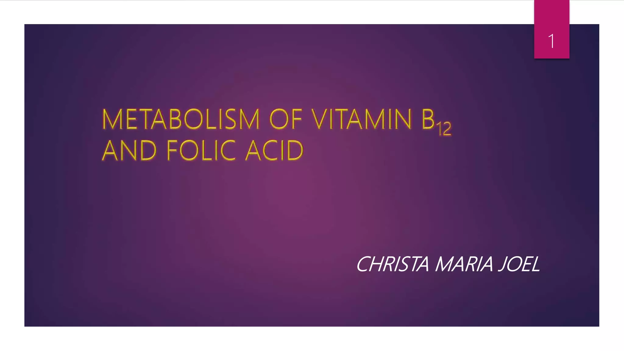 Metabolism of Vitamin B12 and Folic Acid | PPTX