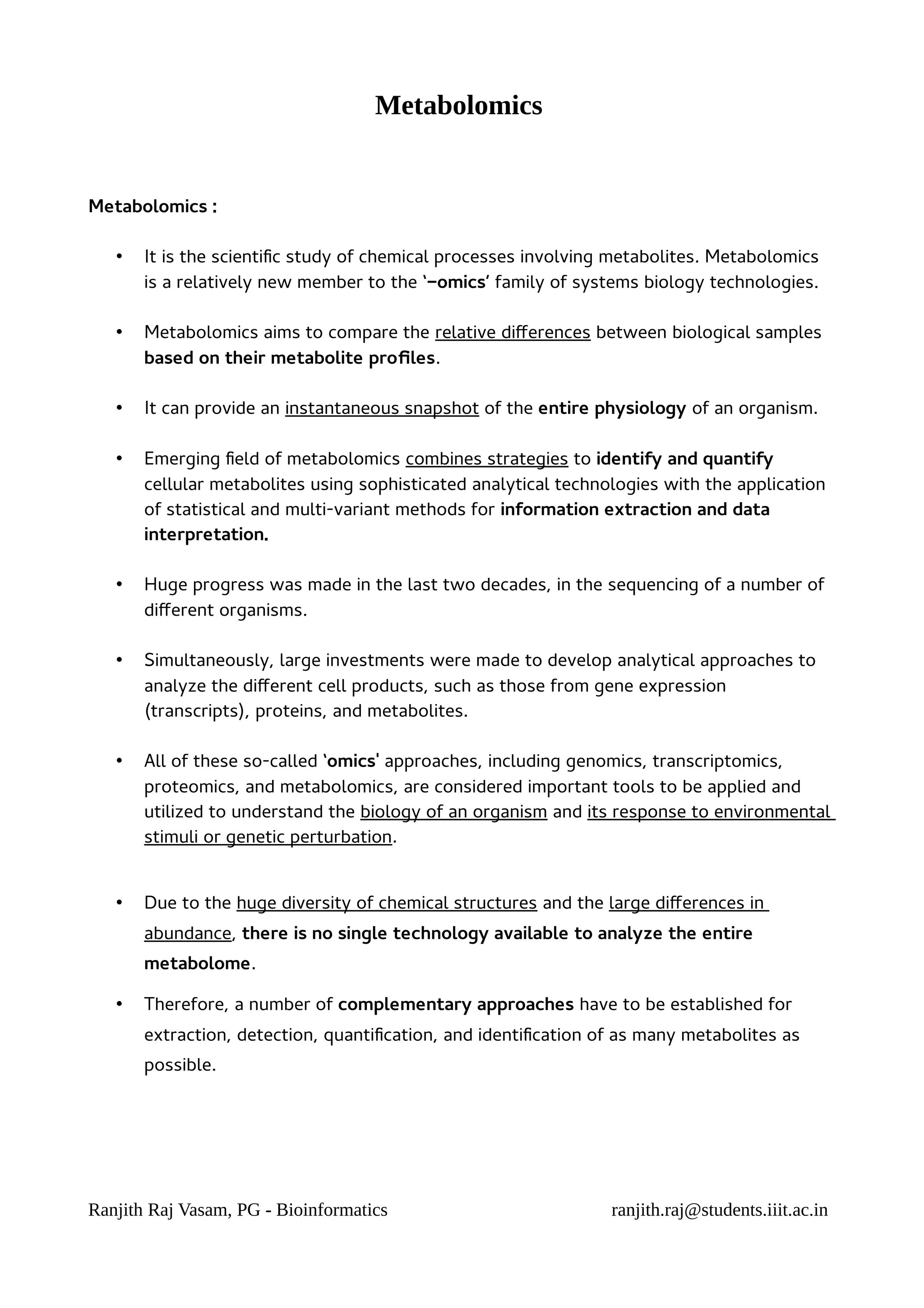 A Brief Introduction to Metabolomics | PDF