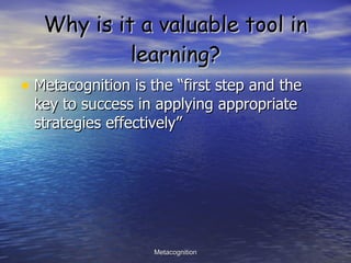 Metacognition | PPT | Education