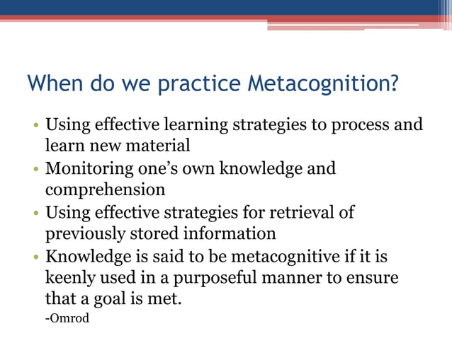 Metacognition | PPT
