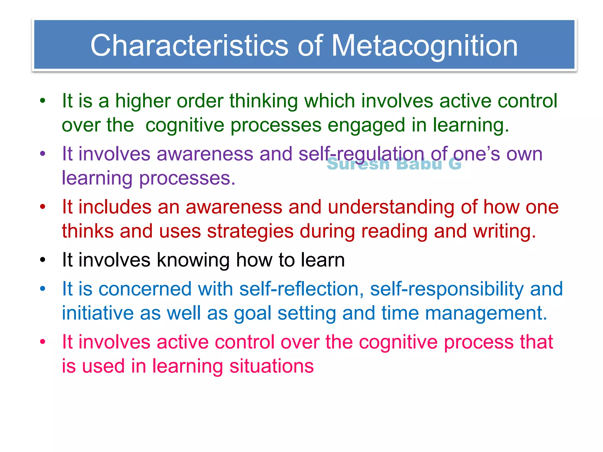 Metacognition Definition Components Of Metacognition Metacognitive Awareness And