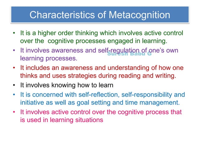Metacognition - Definition, Components of Metacognition, Metacognitive Awareness and ...