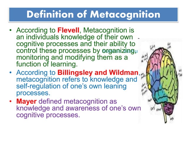 Metacognition Definition Components Of Metacognition Metacognitive