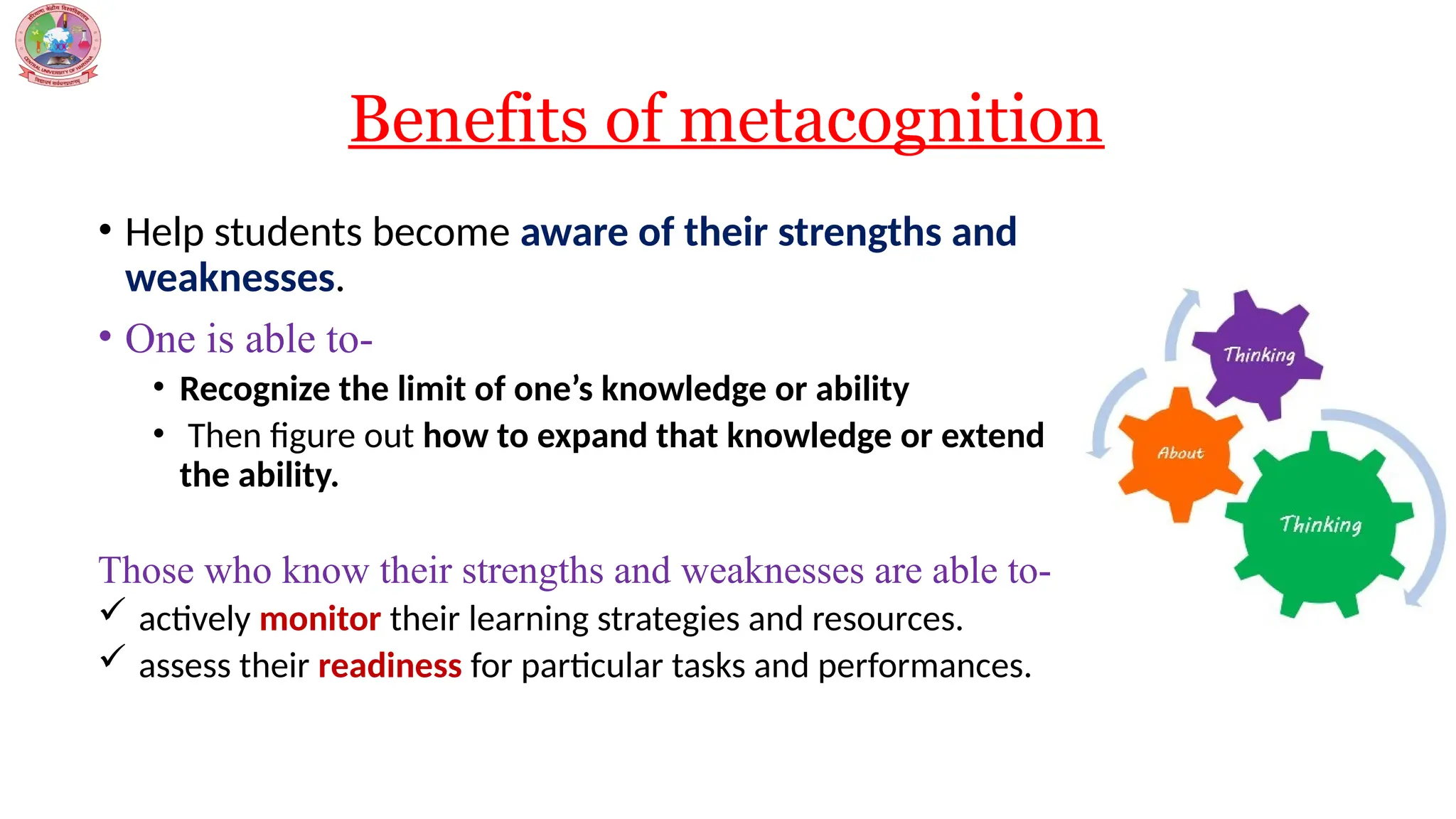 metacognition- and its implementation in pedagogy | PPT