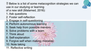 Metacognition AND YOUR VERSION OF SELF-PPTX | PPTX