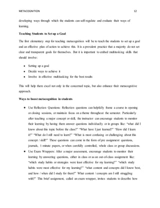 Psychology Report on Metacognition | DOCX