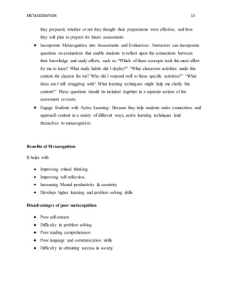 Psychology Report on Metacognition | DOCX