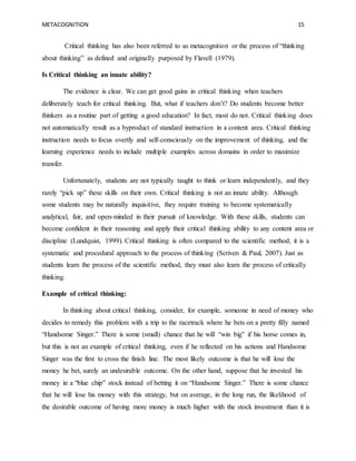 Psychology Report on Metacognition | DOCX