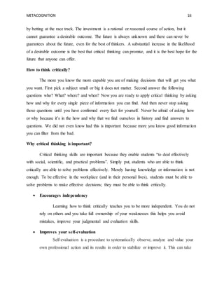 Psychology Report on Metacognition | DOCX