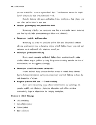 Psychology Report on Metacognition | DOCX