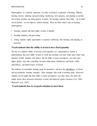 Psychology Report on Metacognition | DOCX