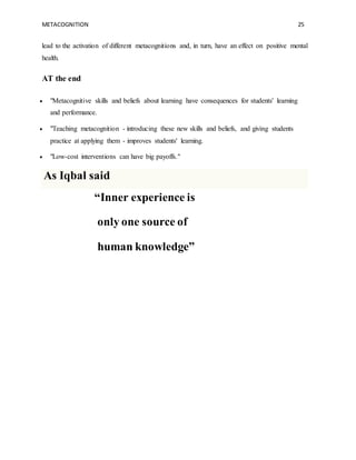 Psychology Report on Metacognition | DOCX