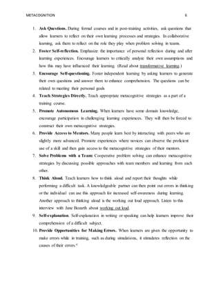 Psychology Report on Metacognition | DOCX