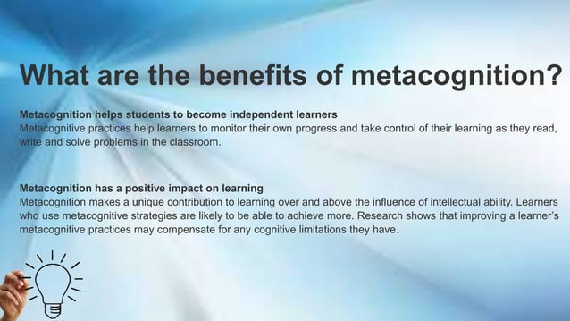 Metacognition aims to present the topic PPT final.pptx | Educational Assessment | Education