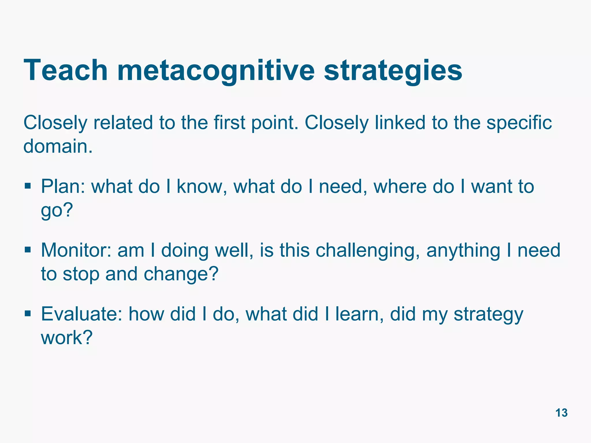Developing Metacognition Pptx