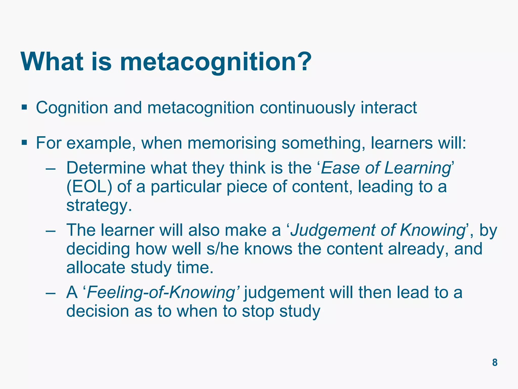 Developing Metacognition Pptx