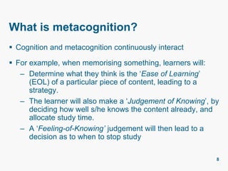 Developing metacognition | PPTX