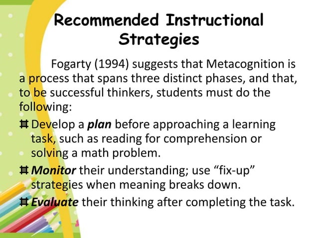 Metacognitive | PPTX | Educational Assessment | Education