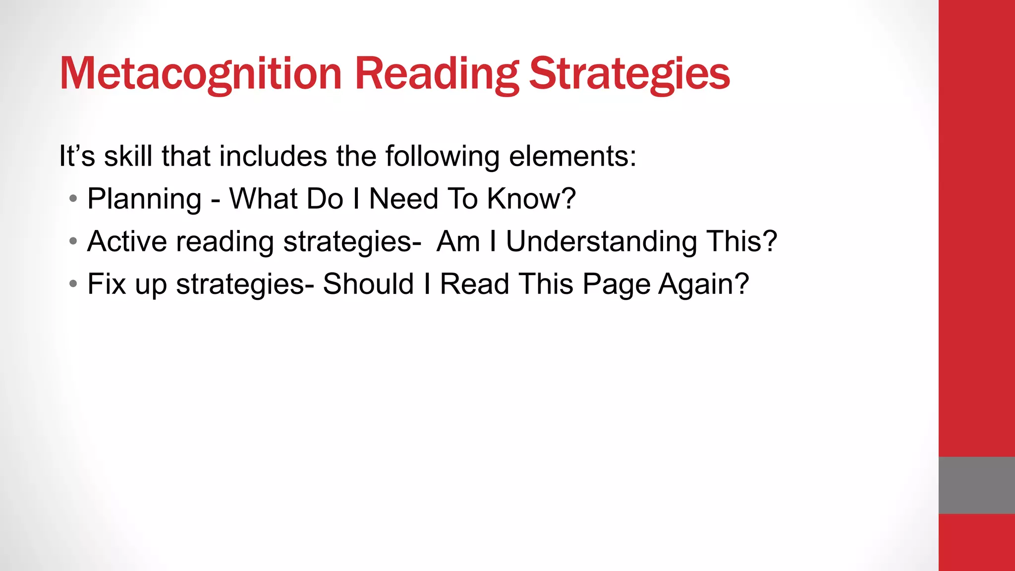 Metacognitive skills for reading | PPTX