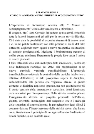 Riflessione Metacognitiva finale - gruppo docenti Visciano | PDF