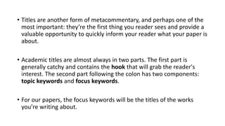 Metacommentary and academic titles | PPT | Free Download
