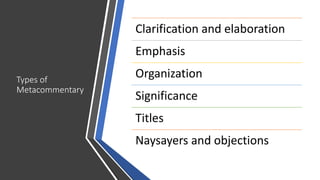 Metacommentary and academic titles | PPT | Free Download