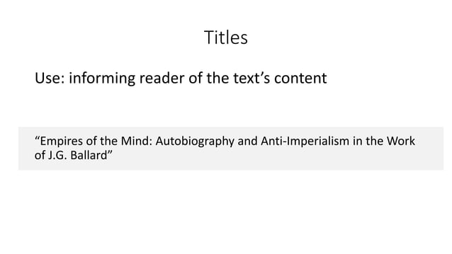 Metacommentary and academic titles | PPT