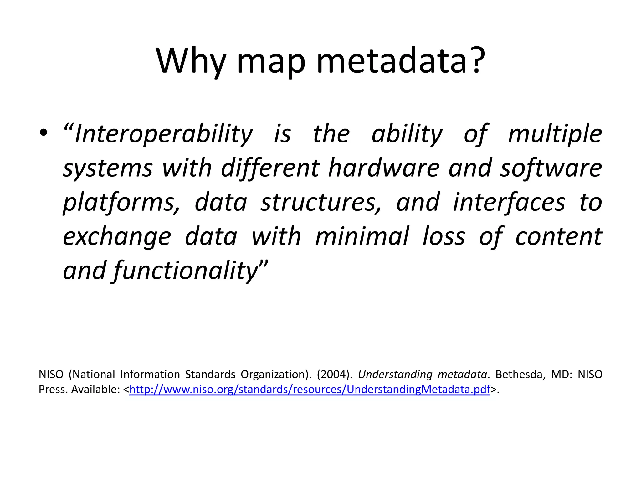 Metadata Mapping & Crosswalks | PPT