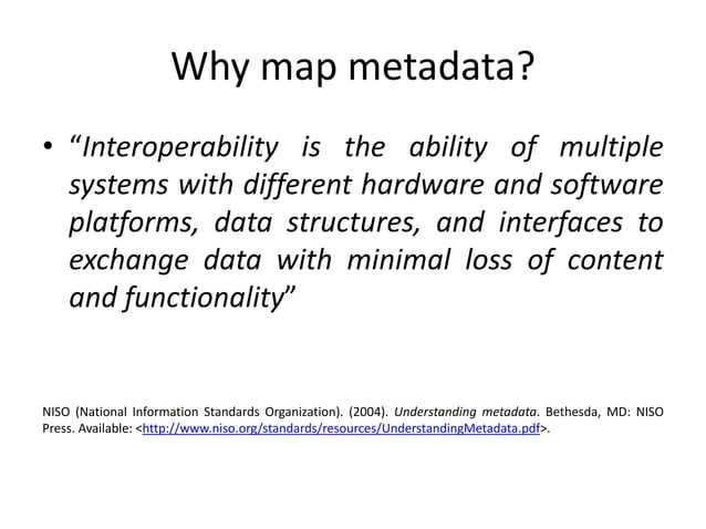 Metadata Mapping & Crosswalks | PPT